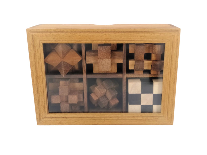 6 puzzles in 1 Wooden Box: Assorted Puzzles – Puzzling Puzzles